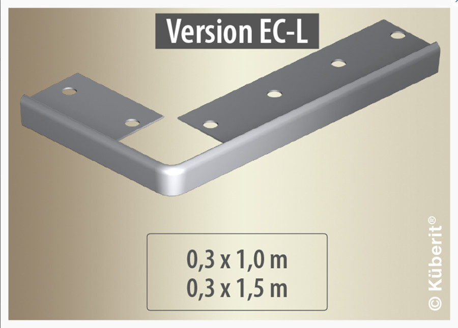 Küberit 860 EC-L 90° 0,3 m x 150 cm, runder Ecke links, silber (F4 ...