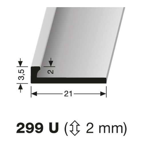 Küberit E B Fliesenabschlussprofil Typ 299 U 250 Cm 2 Mm Natur F0